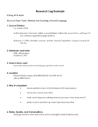 FREE 10+ Research Log Templates in PDF | MS Word
