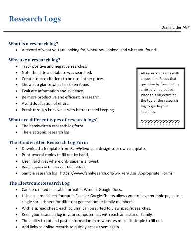 FREE 10+ Research Log Templates in PDF | MS Word