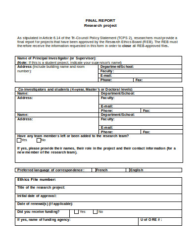 FREE 10 Research Project Report Templates In PDF Ms Word