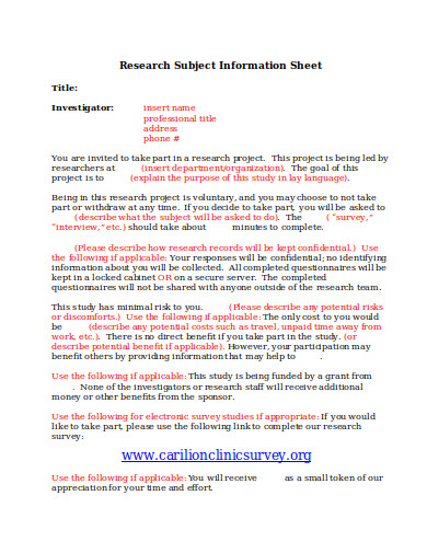 FREE 10+ Research Information Sheet Templates in PDF | MS Word