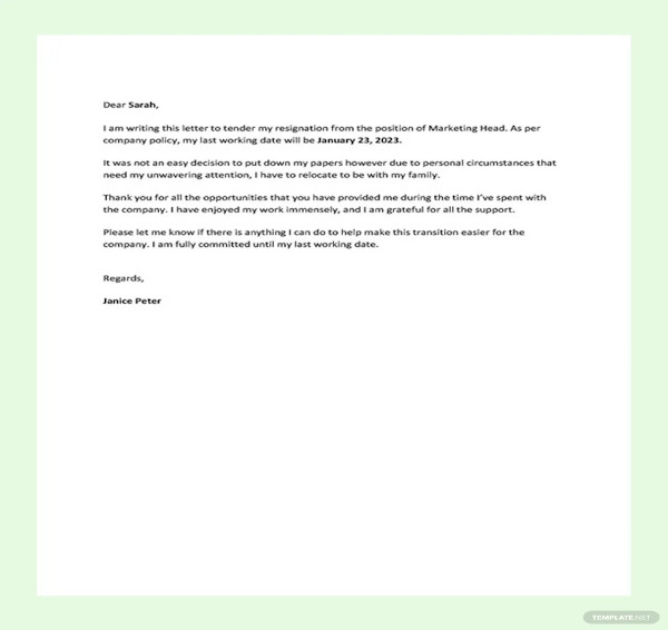 35+ Formal Resignation Letter Template - Free Word, Excel, PDF Format ...