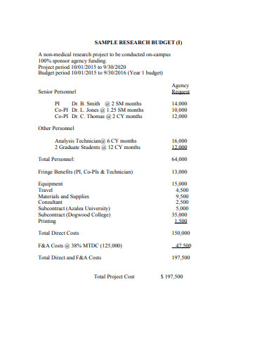 FREE 10+ Research Grant Budget Templates in PDF | MS Word