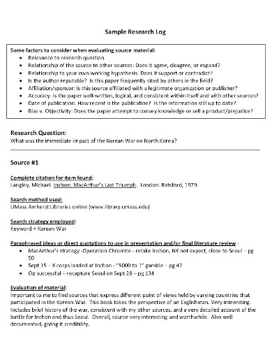 FREE 10+ Research Log Templates in PDF | MS Word