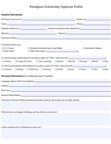 11+ Scholarship Profile Templates in DOC | PDF - GoRiB FounDation