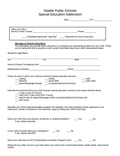 9+ Special Education Form Templates in PDF | Word