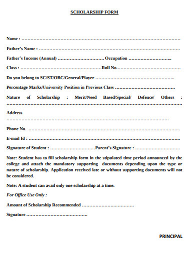 11+ Student Scholarship Form Templates in PDF | DOC