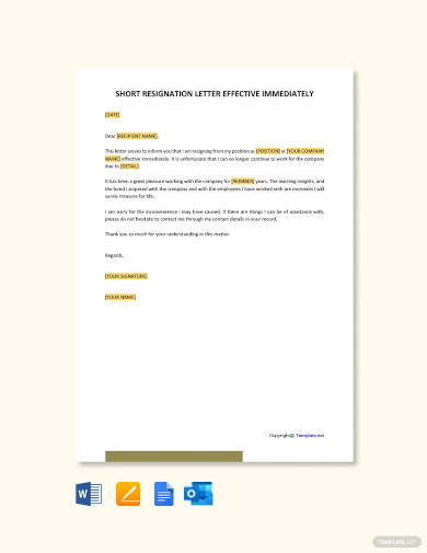 12+ Short Notice Resignation Letters - Free PDF, DOC Format Downloads