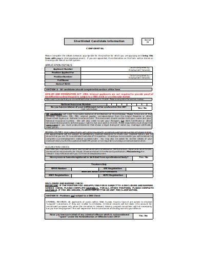 11+ Candidate Information Form Templates in PDF | DOC