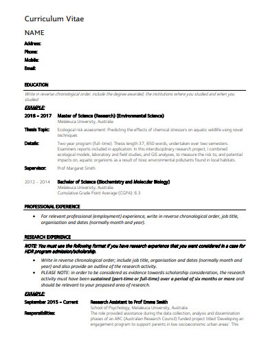 FREE 6+ Research Assistant CV Templates in PDF | MS Word | Pages