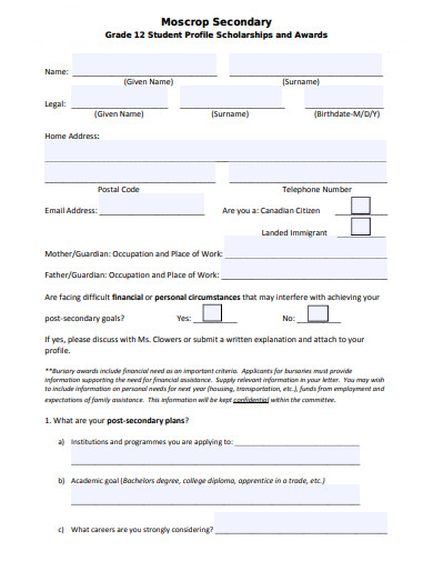 11+ Scholarship Profile Templates in DOC | PDF - GoRiB FounDation