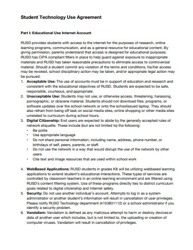 11+ Student Technology Use Agreement Templates in DOC | PDF