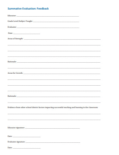 11+ Summative Evaluation Form Templates in PDF | Word