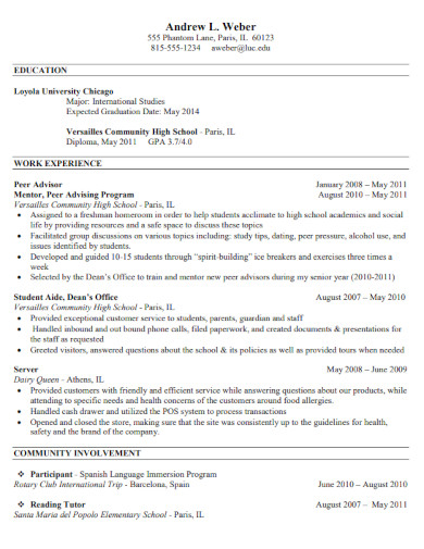 12 High School Student Resume Templates PDF DOC