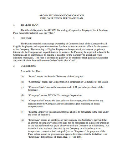 10+ Employee Stock Purchase Plan Templates in PDF | Word