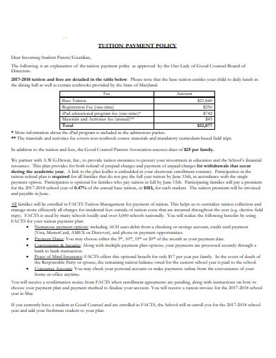 10+ Tuition Payment Policy Templates in PDF | DOC