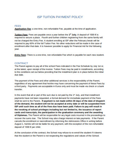 10+ Tuition Payment Policy Templates in PDF | DOC