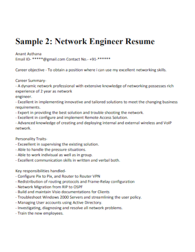 15+ Network Engineer Resume Templates - PSD, DOC, PDF