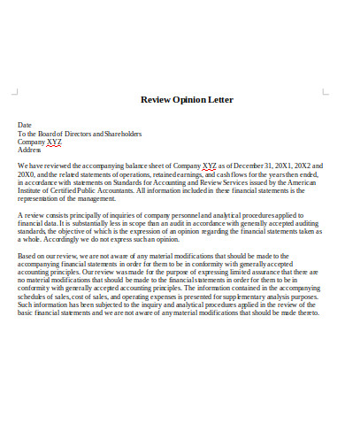 7+ Audit Opinion Letter Templates in PDF | DOC