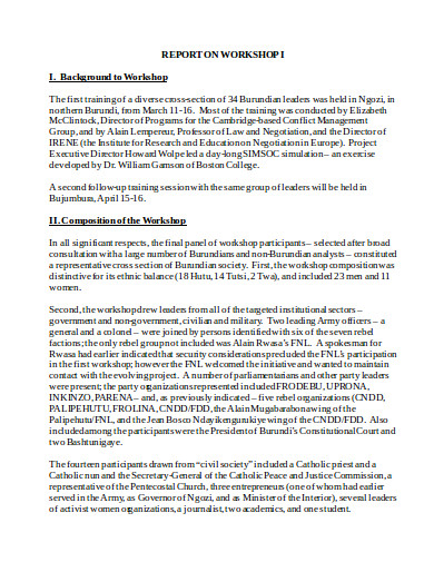 5 Training Workshop Report Templates In PDF DOC
