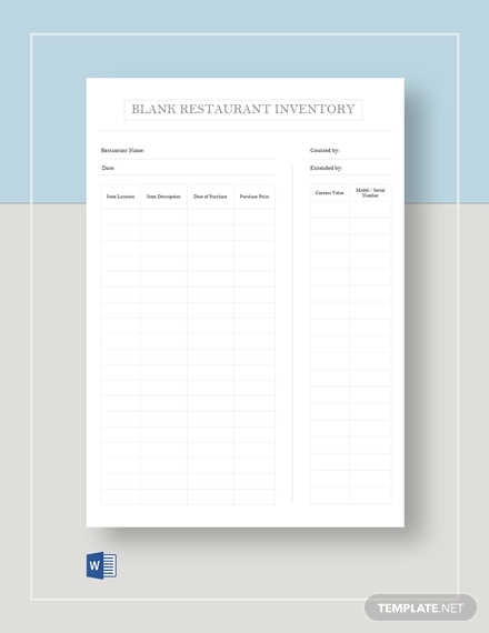 19+ Restaurant Inventory Templates – Sample, Example, Format Download