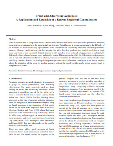 8+ Brand Awareness Survey Templates in PDF