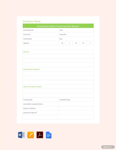 38+ FREE Sample Construction Report Templates - Word, Docs, Pages