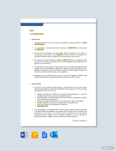 Director Appointment Letters - 13+ Free Samples, Examples Format Download