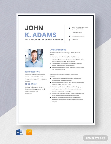 Restaurant Manager Resume Template 10 Free Word PDF Document Downloads