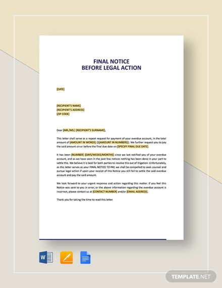 Free 15+ Legal Notice Templates in MS Word | Pages | Google Docs | PDF