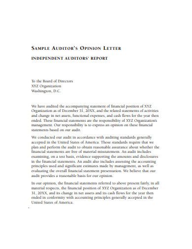 7+ Audit Opinion Letter Templates in PDF | DOC