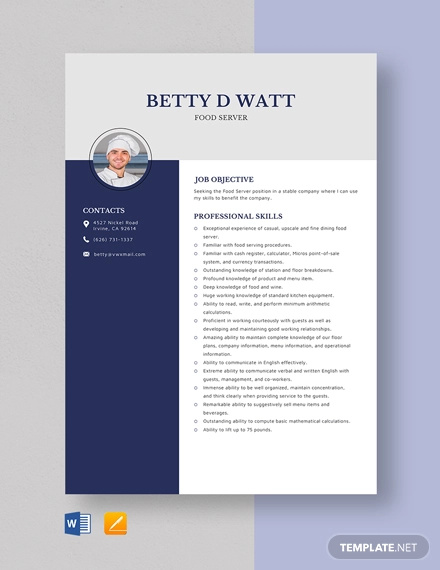 Restaurant Resume - 14+ Free Word, PDF Documents Download