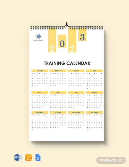 Training Calendar Template - 42+ Word, PDF, PSD Documents Download