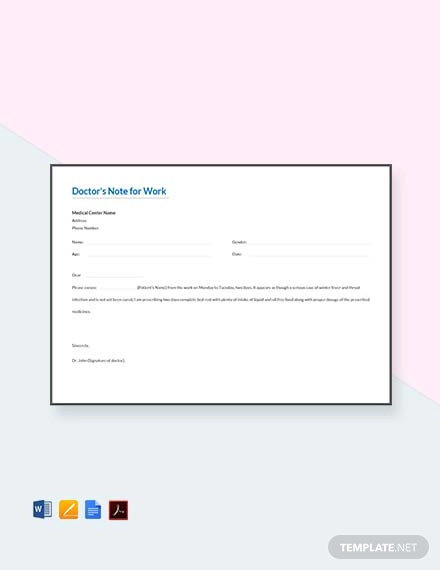 Free 14+ Printable Doctor's Note for Work Templates, PDF, Word