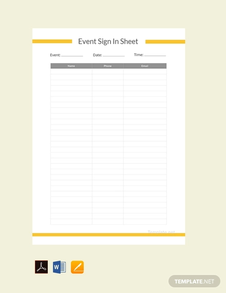 Event Sign In Sheet Template - 17+ Free Word, PDF Documents Download