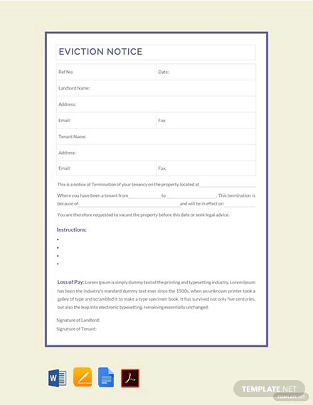 27+ Printable Eviction Notice Forms - PDF, Google Docs, MS Word, Apple ...