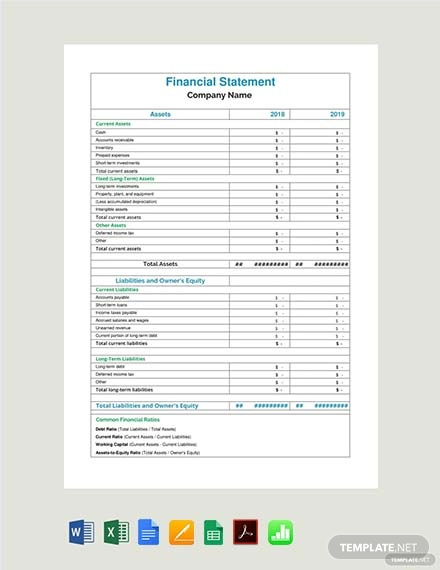 FREE 32+ Financial Statement Templates in MS Word | Pages | Google Docs ...