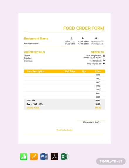 17+ Restaurant Order Form Templates - Google Docs, Word, Pages, PDF