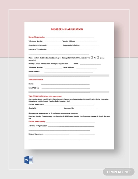 Membership Application Template - 23+ Free Word, PDF Documents Download!
