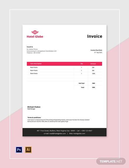 14+ Hotel Invoice Templates - Docs, PDF, Word