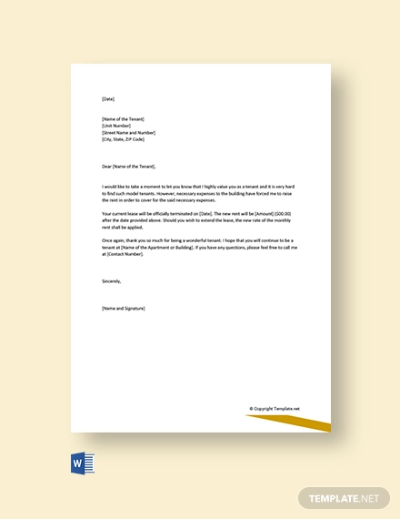 Sample Rent Increase Letter - 7+ Free Sample, Example, Format