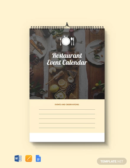 14+ Restaurant Calendar Designs & Templates - PSD, AI