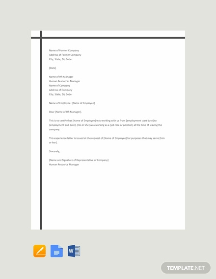16+ Work Experience Letter Templates - PDF, Word