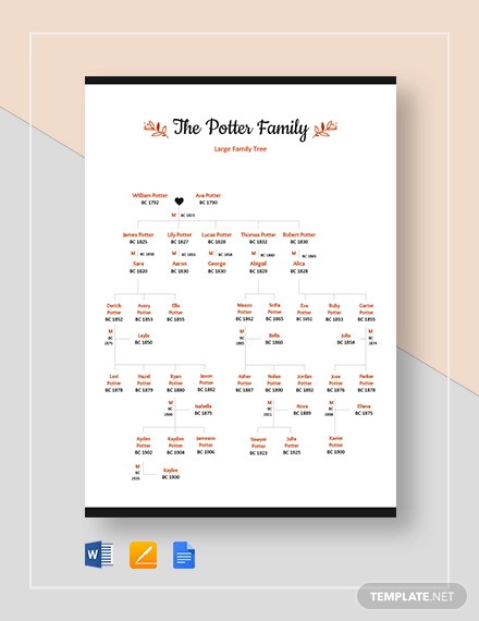 Large Family Tree Template 13 Word Excel Format Download 
