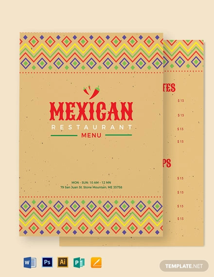 13 Mexican Restaurant Menu Designs Templates PSD AI Free 