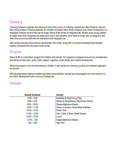 9+ Nanny Schedule Templates in PDF | DOC