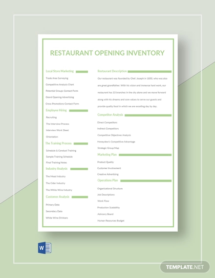 19+ Restaurant Inventory Templates – Sample, Example, Format Download