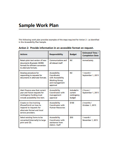 8+ Training Work Plan Templates in PDF | DOC