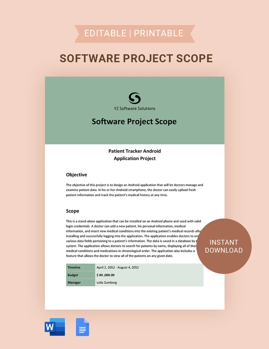 FREE 8+ Project Scope Templates in PDF, Word