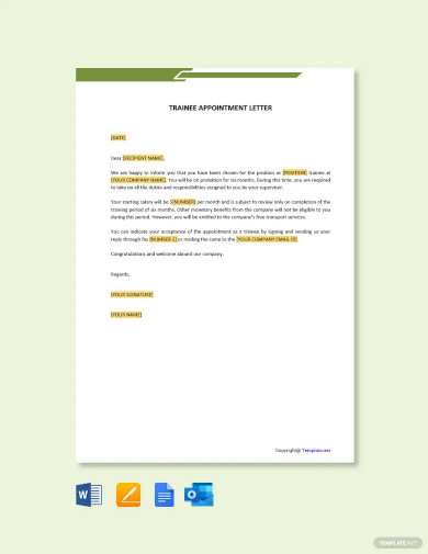 Trainee Appointment Letter - 9+ Free Word, PDF Documents Download!