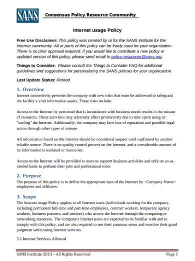 10+ Internet Usage Policy Templates in Google Docs | Word | Pages | PDF